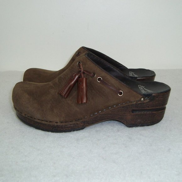 Dansko | Shoes | Dansko Shannon Nubuck Leather Tassel Clog Mule Shoes ...
